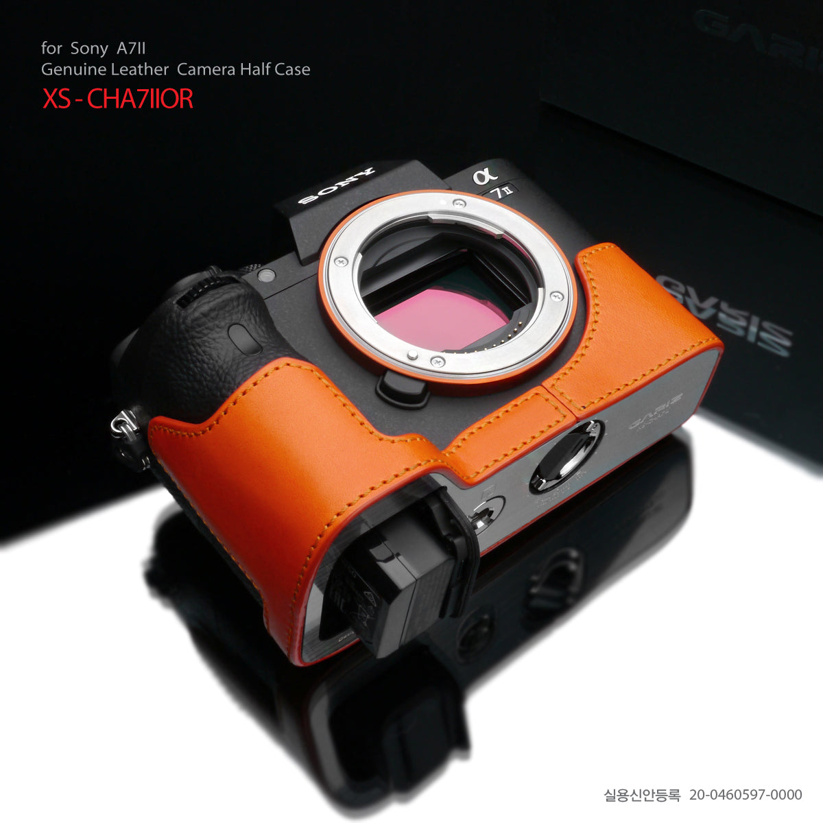 Gariz Orange Leather Camera Half Case XS-CHA7IIOR for Sony Alpha A7II
